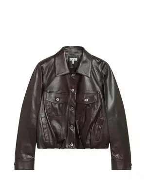 Loewe Flap-pocket Leather Jacket - Brown
