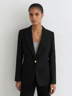 REISS Petite Textured Wool-blend Single-breasted Blazer