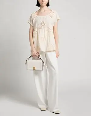 ALESSIA SANTI Woven Top With Lace Detail