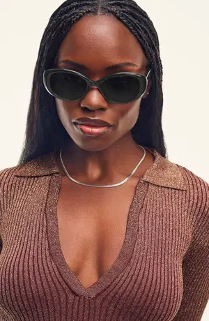 Quay 55mm Round Frame Sunglasses - Black/smoke