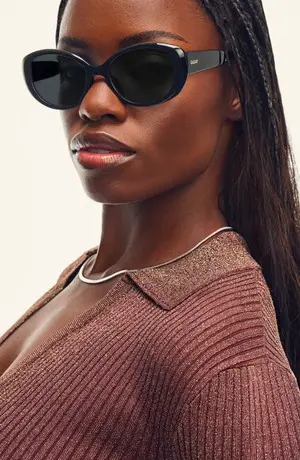 Quay 55mm Round Frame Sunglasses - Black/smoke