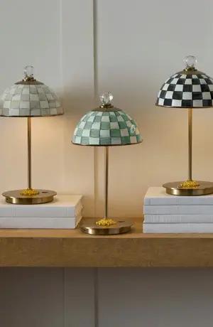 MACKENZIE-CHILDS Check Led Rechargeable Dome Table Lamp