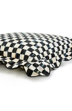 MACKENZIE-CHILDS Courtly Check Reversible Scalloped Throw Pillow