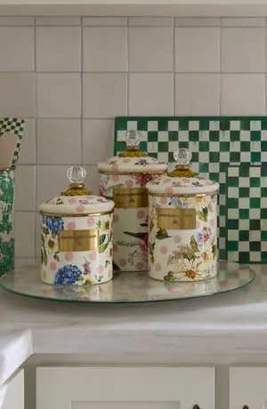 MACKENZIE-CHILDS Wildflowers Small Enameled Steel Canister