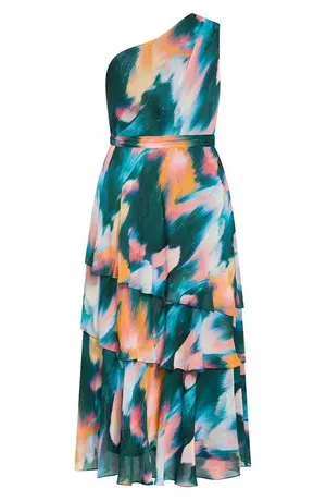 City Chic Tiered Ruffle Dress - Rendezvous