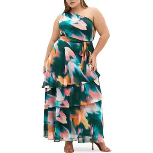 City Chic Tiered Ruffle Dress - Rendezvous