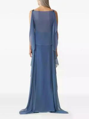 LANVIN Chain-detail Ruffled Maxi Dress - Blue