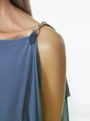 LANVIN Chain-detail Ruffled Maxi Dress - Blue