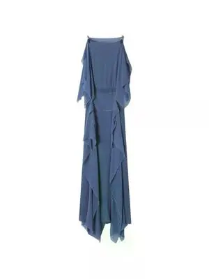 LANVIN Chain-detail Ruffled Maxi Dress - Blue