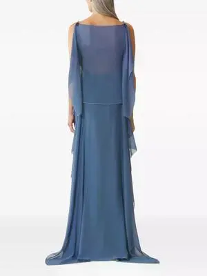 LANVIN Chain-detail Ruffled Maxi Dress - Blue
