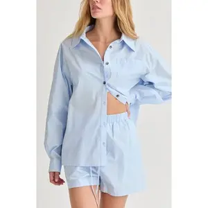 CRESCENT Oversized Poplin Shirt And Shorts Set