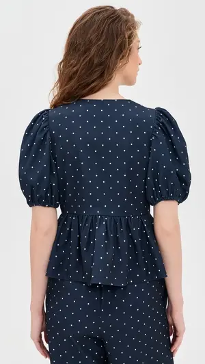 English Factory Polka Dot Puff Sleeve Top