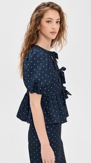 English Factory Polka Dot Puff Sleeve Top
