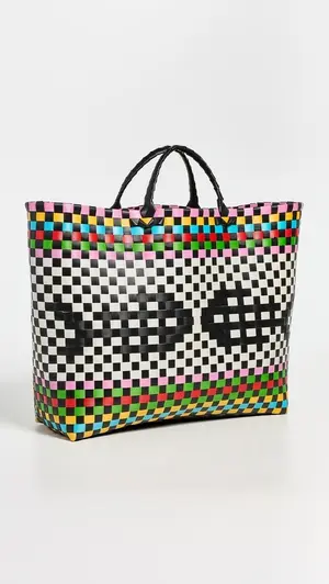 Farm Rio Contrast Fish Woven Tote
