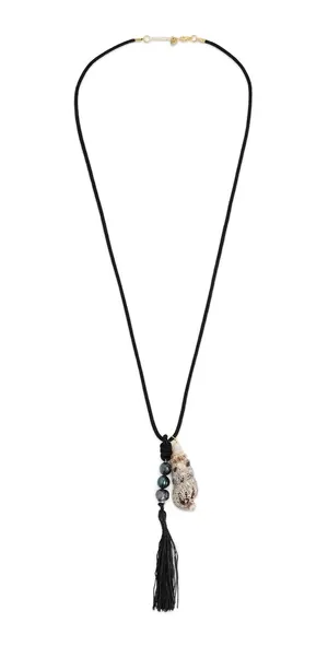 Maison Irem Selis Tasseled Charm Necklace - Black