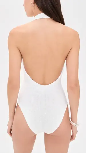 Hunza G Adriana Beaded One-piece Swimsuit - White
