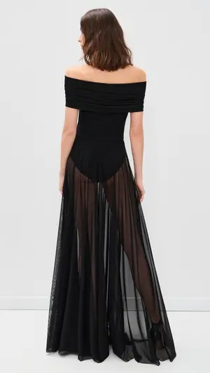 Norma Kamali Sleeveless Off-shoulder Cowl Neck Maxi Gown