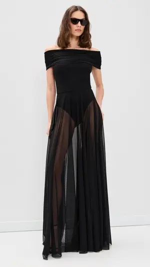 Norma Kamali Sleeveless Off-shoulder Cowl Neck Maxi Gown