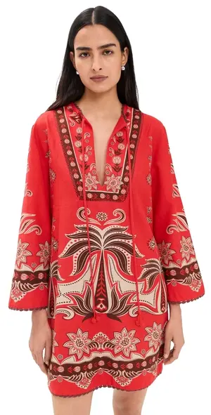 Farm Rio Ainika Mini Dress - Ainika Garden Red