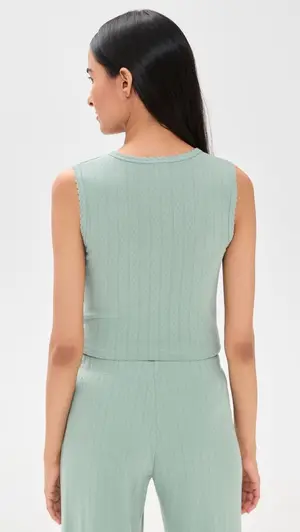 LESET Pointelle Crew Tank - Eucalyptus