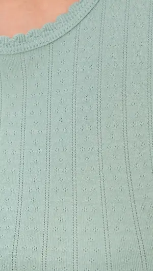 LESET Pointelle Crew Tank - Eucalyptus