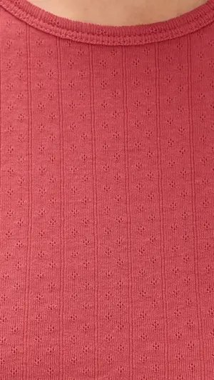 Donni. Pointelle Baby Tee - Raspberry