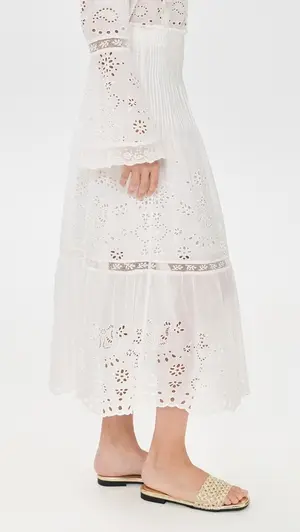 LoveShackFancy Mallow Eyelet Voile Skirt