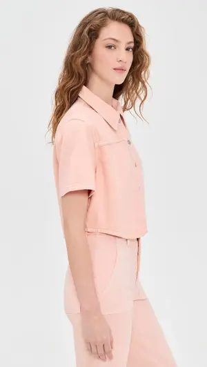 LE JEAN Short Sleeve Denim Swing Shirt