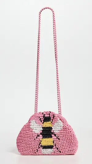 Maria La Rosa Bee Crochet Mini Bag - Pink