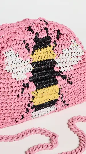 Maria La Rosa Bee Crochet Mini Bag - Pink