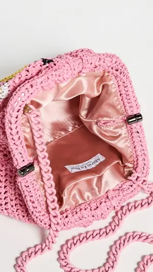 Maria La Rosa Bee Crochet Mini Bag - Pink