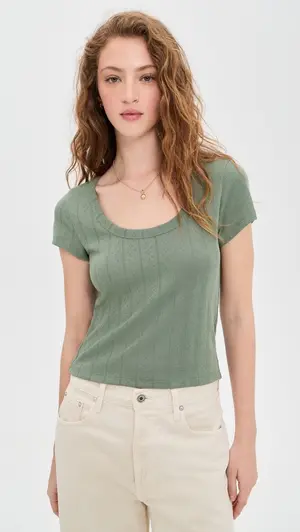 Marine Layer Lexi Pointelle Scoop T-shirt
