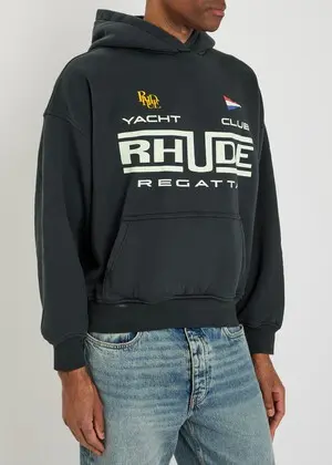 Rhude Regatta Club Printed Cotton Sweatshirt - Black