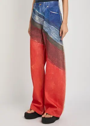 Gabriela Hearst Amoret Printed Barrel-leg Denim Jeans