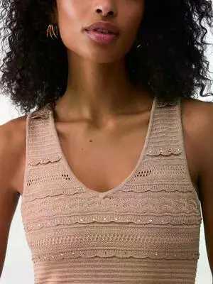 Liu Jo Long Openwork Knit Dress With Lurex Details