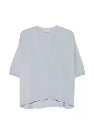 Hemisphere Button V-neck Cardigan - Blue