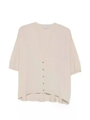 Hemisphere V-neck Button Cardigan - Neutrals