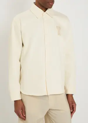 AMI Paris Logo-appliquéd Denim Overshirt - Cream