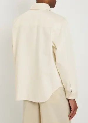 AMI Paris Logo-appliquéd Denim Overshirt - Cream