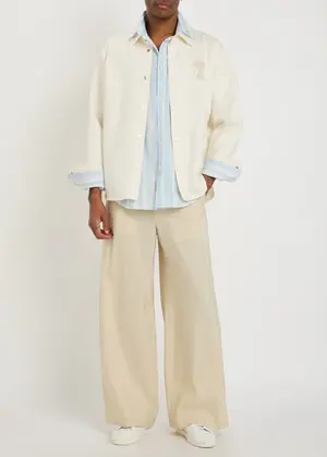 AMI Paris Logo-appliquéd Denim Overshirt - Cream