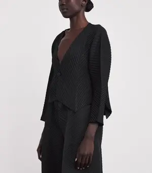 Issey Miyake Plaster Pleats Cardigan - Black