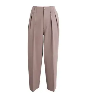 Issey Miyake Cotton Blend Simple Ensemble Trousers - Grey