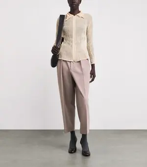 Issey Miyake Cotton Blend Simple Ensemble Trousers - Grey