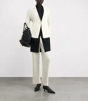 Issey Miyake Hatching Pleats Straight Leg Trousers
