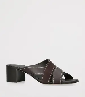 TOD'S Suede T-strap Mules - Brown