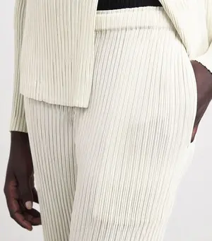 Issey Miyake Hatching Pleats Straight Leg Trousers - Neutral