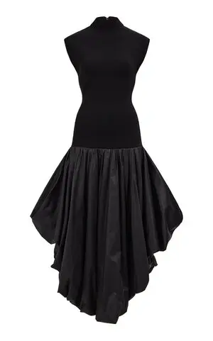 Aje Venetia Knitted Midi Dress Black