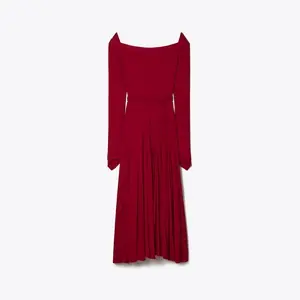 Tory Burch Viscose Jersey Pleated Dress - Rouge