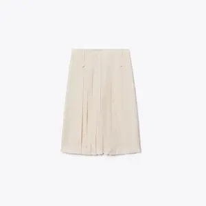 Tory Burch Pleated Midi Skirt - Cream