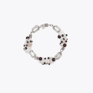 Tory Burch Large Beaded Necklace - Tory Silver